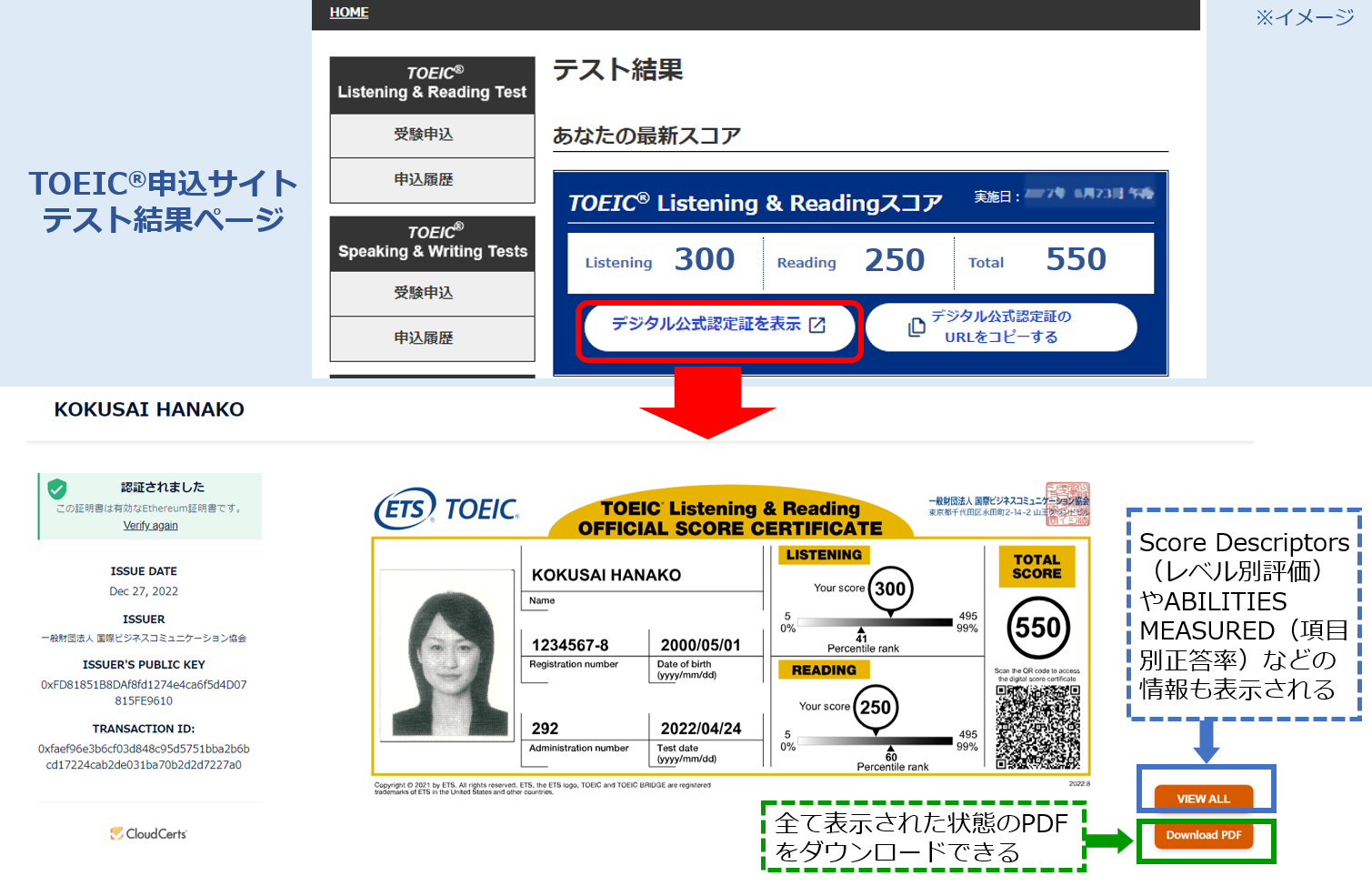 TOEIC® Program公開テストのデジタル公式認定証 2023年4月より提供開始｜プレスリリース一覧｜IIBCについて｜IIBC